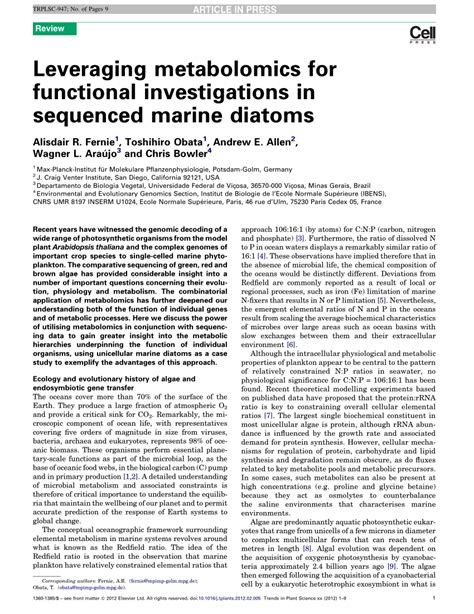 Pdf Leveraging Metabolomics For Functional Investigations In Sequenced Marine Diatoms