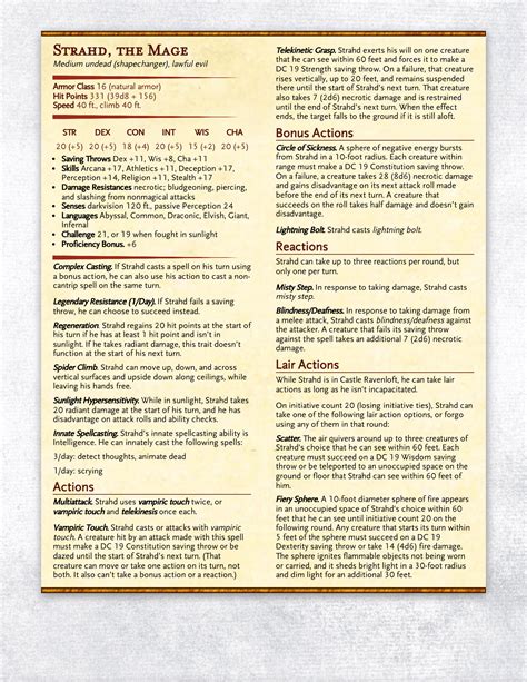 Lich Strahd Stat Block By Cytheran97 On Deviantart 44 Off