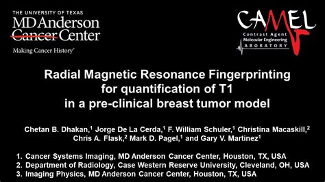 Radial Magnetic Resonance Fingerprinting For Quantification Of T1 In A Breast Tumor Model Youtube