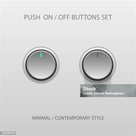 켜기 및 끄기 스위치 버튼 현대 장치 사용자 인터페이스 모형 또는 템플릿 흰색 배경의 흰색과 회색 벡터 그라데이션 그래픽 디자인 3차원 형태에 대한 스톡 벡터 아트 및 기타