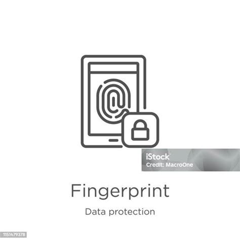 데이터 보호 컬렉션에서 지문 아이콘 벡터입니다 얇은 라인 지문 개요 아이콘 벡터 일러스트 레이 션입니다 웹 사이트 디자인 및 모바일 앱 개발을 위한 개요 얇은 라인 지문