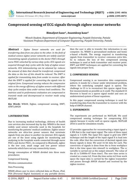 Pdf Compressed Sensing Of Ecg Signals Through Zigbee Sensor · Pdf Filetechnique Is Used At
