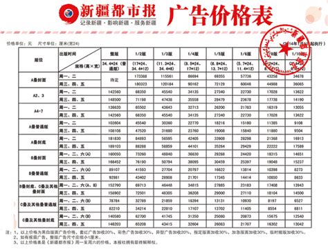 新疆都市报广告 广告刊例价格 广告收费标准 广告部电话 广告经营中心