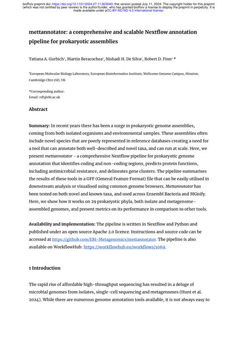 Pdf Mettannotator A Comprehensive And Scalable Nextflow Annotation
