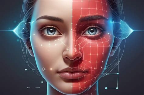 3d Face Recognition Illustration With Cross Mark Rejected Concept Of