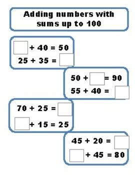 Adding Numbers With Sums Up To 100 By Babe Girl19 TPT