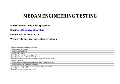 Medan Engineering Testing Ppt