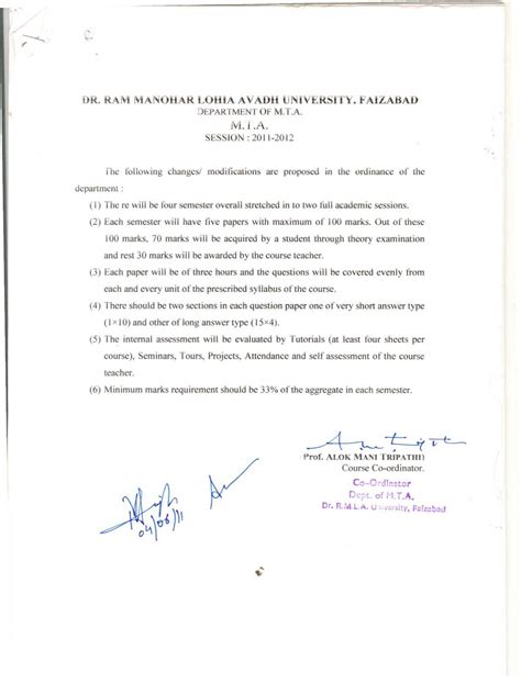 Mta Dr Ram Manohar Lohia Avadh University