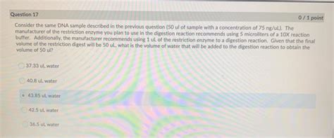 Solved Question 21 01 Point An 8x Sample Loading Buffer Is
