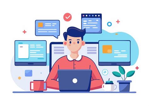 programmer working on several screens vector illustration premium ai generated vector