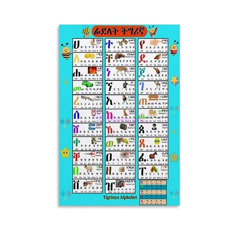 Tigrinya Alphabet School Classroom Decoration Poster 6 Canvas