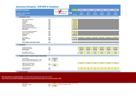 Insurance Company Financial Model 5yr Dcf And Valuation Template Excel Xls