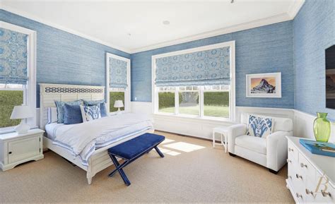 Blue Grasscloth Bedroom Southampton Home Dream Rooms