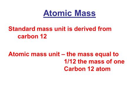 Atomic Mass Unit Carbon 12
