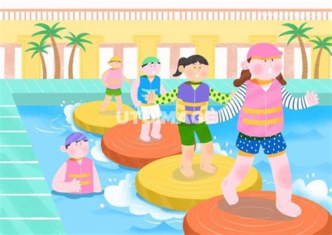 워터파크 010 Spai396 유토이미지 일러스트 사람 워터파크 수영장 물 여행 휴가 계절 여름 야외 시즌