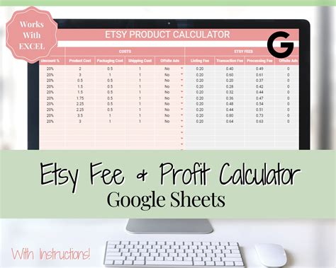 Etsy Fee And Profit Calculator Pricing Spreadsheet Small Etsy Australia