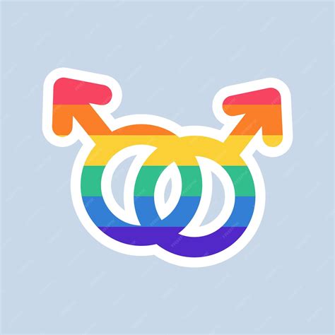 Homosexual Love Symbol In Lgbt Flag Colors Two Male Gender Icons In