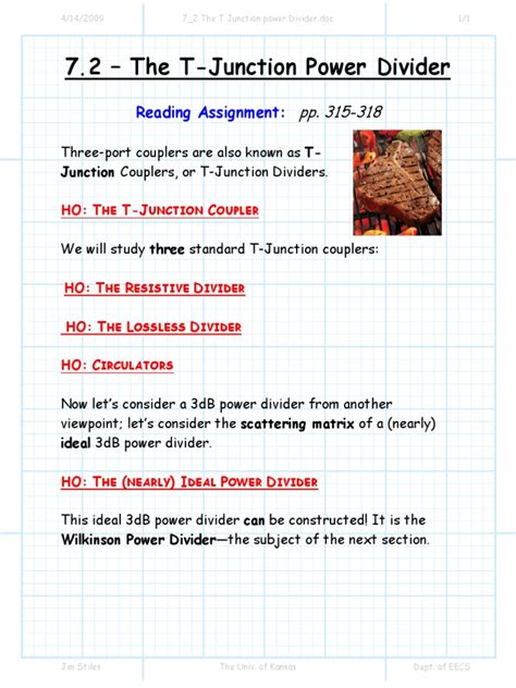 72 The T Junction Power Divider Reading Assignment Pdf