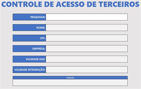 Planilha De Controle De Acesso