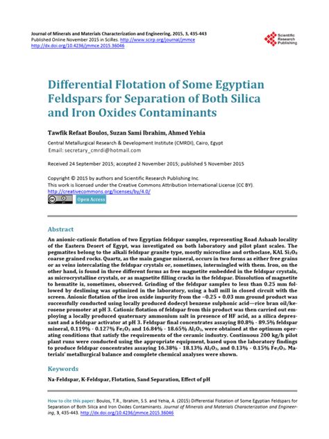 Differential Flotation Egyptian Pdf Minerals Silicon Dioxide