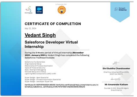 Vedant Singh On Linkedin Salesforce Trailhead Salesforcedeveloper Virtualinternship…