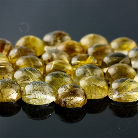 Golden Rutilated Quartz Cabochon 10mm Round Joopy Gems