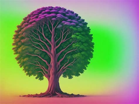 Premium Ai Image A Tree In Middle With Gradient Background