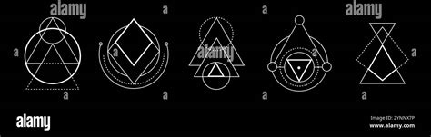 Mystic Triangle With Sacred Symbols And Geometric Shapes Stock Vector