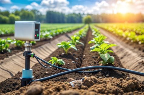 Smart Farming Precision Irrigation System At Sunset Premium Ai