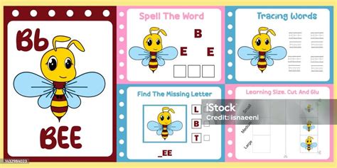 워크 시트는 꿀벌 벡터가있는 아이들을위한 팩입니다 어린이 학습 도서 0명에 대한 스톡 벡터 아트 및 기타 이미지 0명 교육