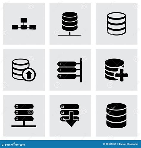 Vector Database Icon Set Stock Vector Illustration Of Icon 53025355