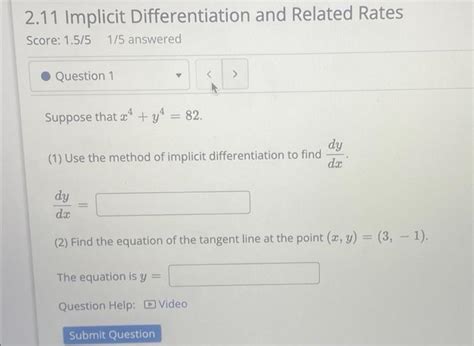 solved 2 11 implicit differentiation and related rates