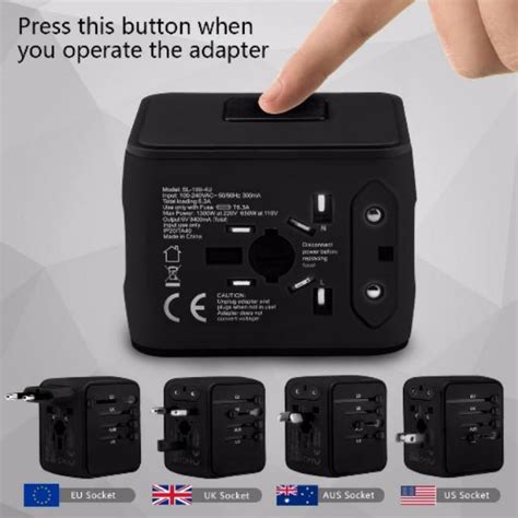 Jual Travel Adapter Universal Plug Eu Uk Au With Usb Port A Black Shopee Indonesia
