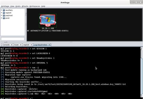 In Class Exercises 3 Using Armitage And Metasploit To Attack A Host And Install A Key Logger
