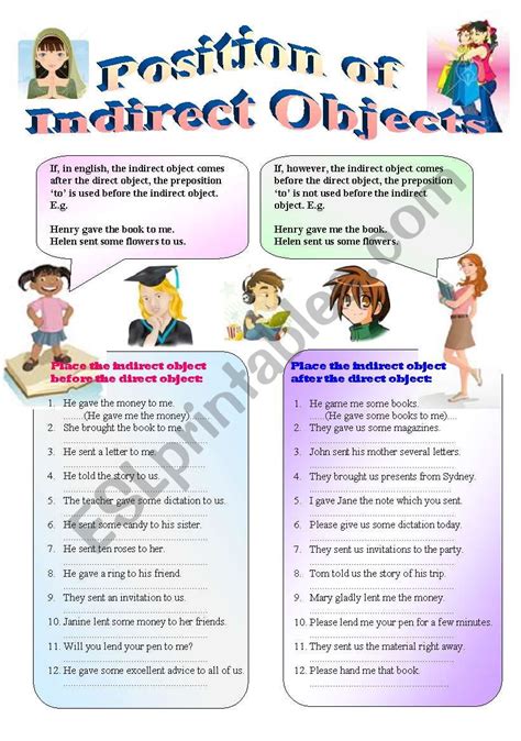 verb direct and indirect objects direct and indirect objects worksheets