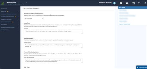 manager architectural request settings