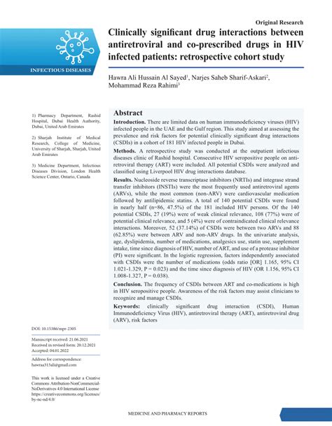 Pdf Clinically Significant Drug Interactions Between Antiretroviral