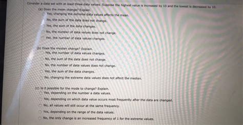 Solved Consider A Data Set With At Least Three Data Values