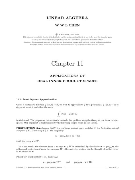Chapter 11 Applications Of Real Inner Product Spaces Pdf Basis Linear Algebra Matrix
