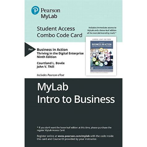 Mylab Intro To Business With Pearson Etext Combo Access Card For Business In Action Other