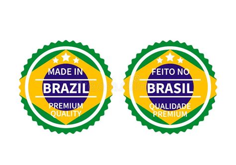 Made In Brazil Labels Round In English And In Portuguese Languages