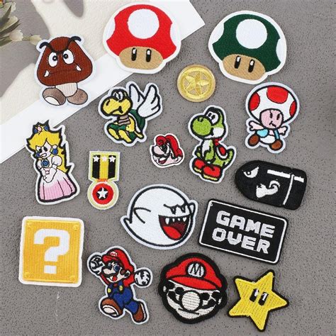Leota แพทช์ตัวละครอนิเมะ Mario กางเกงยีนส์แจ็คเก็ต Diy เย็บเสื้อผ้าตก