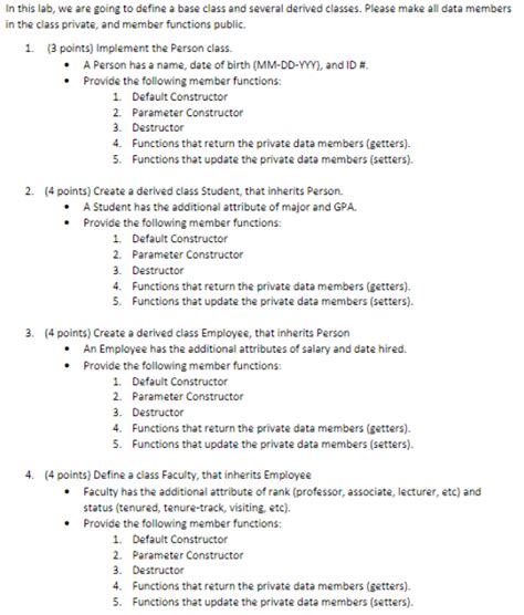 Solved In This Lab We Are Going To Define A Base Class And