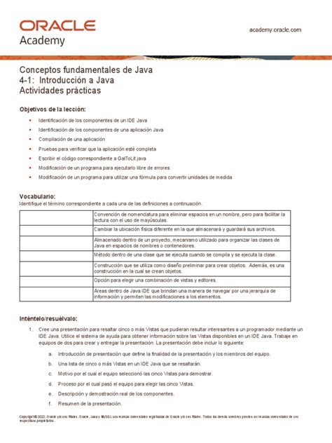 Jf 4 1 Practice Esp Descargar Gratis Pdf Java Lenguaje De