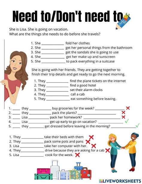 Need To Necessity Worksheet Student Encouragement English As A