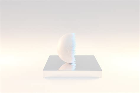 무한한 배경에 반 디지털 구체 공이 있는 은색 금속 연단 미용 받침대 화장품 프레젠테이션 3d 그림 0명에 대한 스톡 사진 및 기타 이미지 Istock