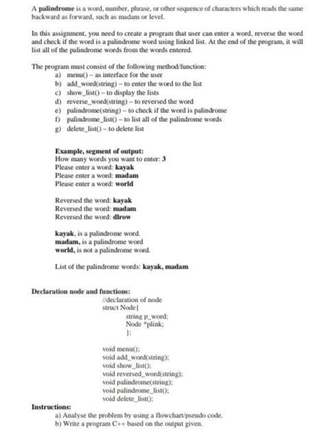 Solved A Palindrome Is A Word Number Phrase Or Other