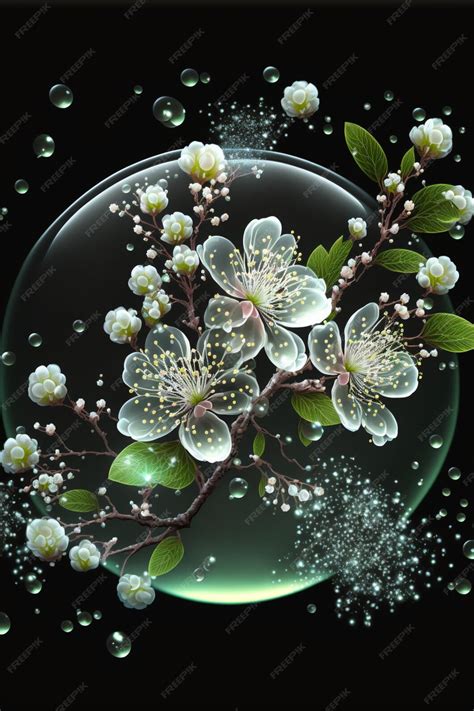 Premium Photo The Background Starlight Twinkles Bright Light Green Plum Generative Ai