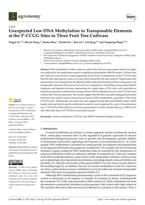 Pdf Unexpected Low Dna Methylation In Transposable Elements At The 5