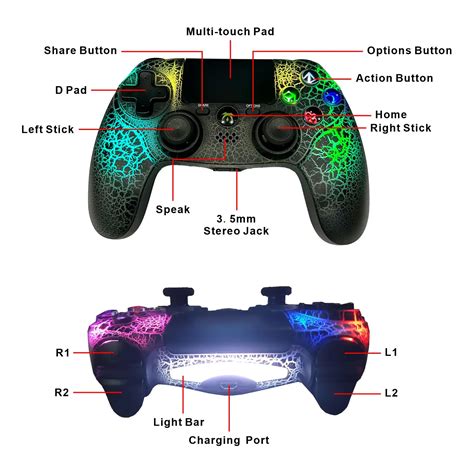 Ishako Bt Wireless Controller Gamepad For Ps Game Controller With Rgb Light Buy Video Game